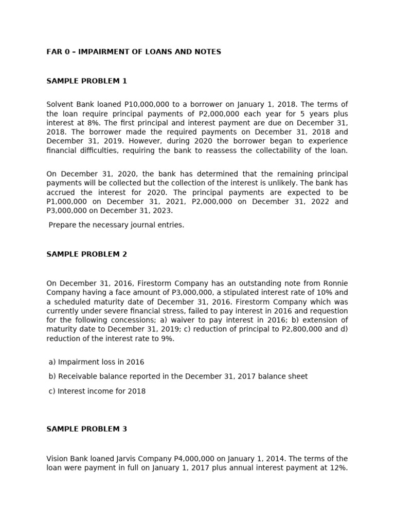 Impairment of Loans and Notes Receivable | PDF | Interest | Loans