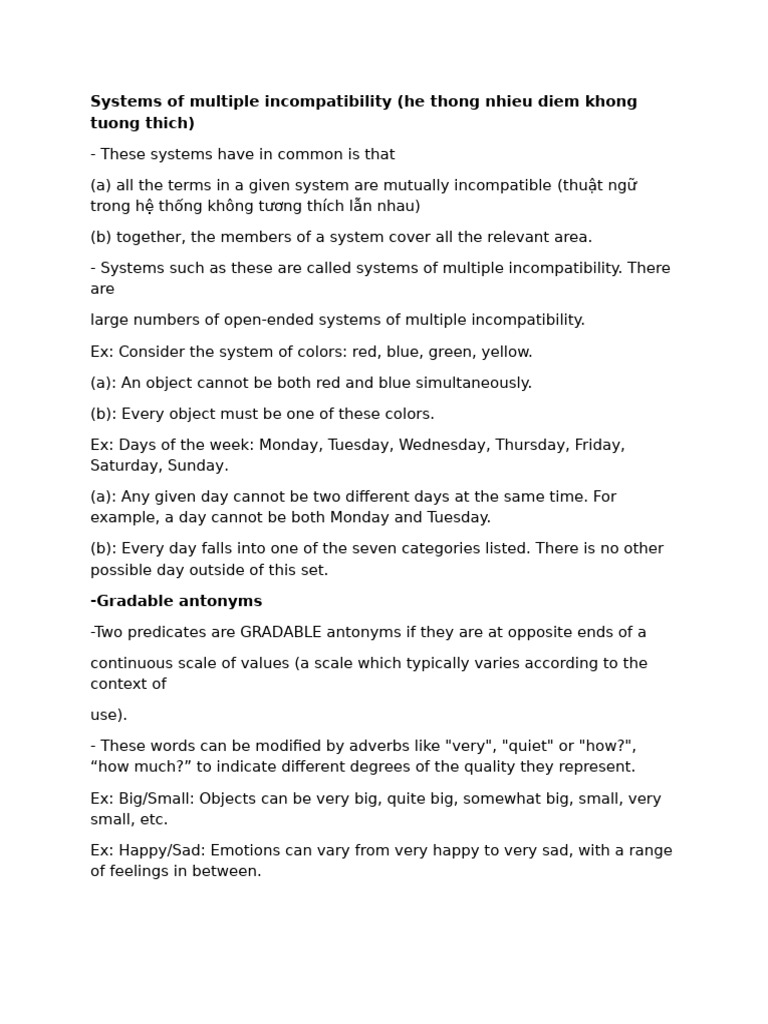 Systems of Multiple Incompatibility + Gradable Antonyms | PDF ...