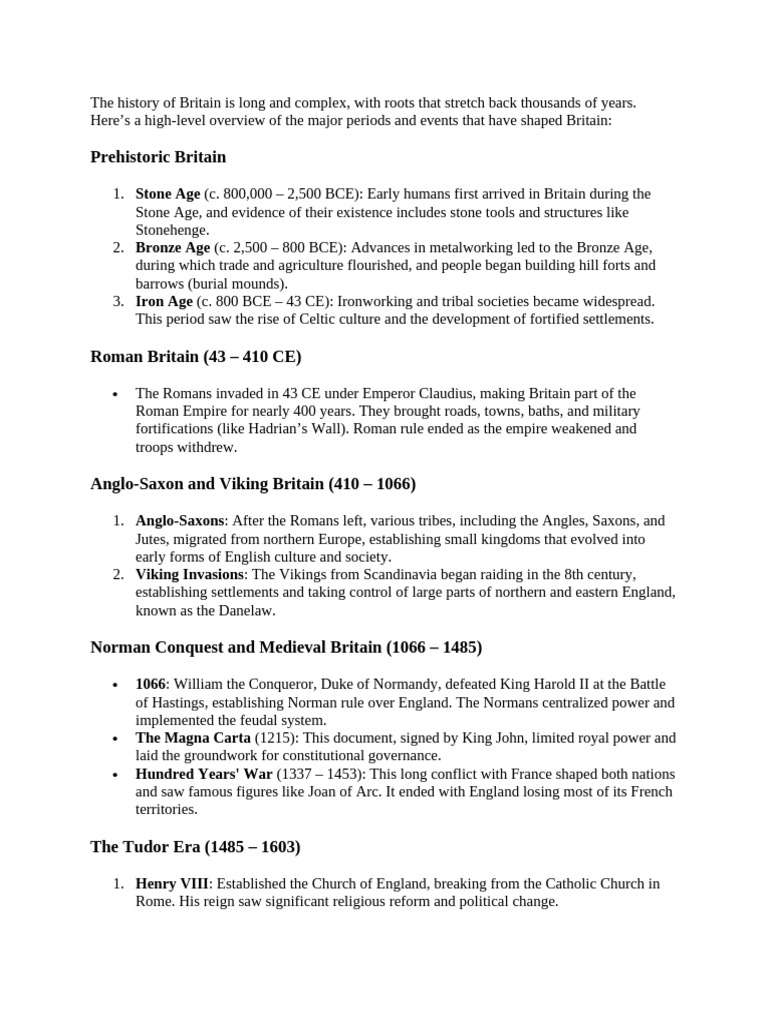 The History of Britain Is Long and Complex | PDF | Anglo Saxons | England