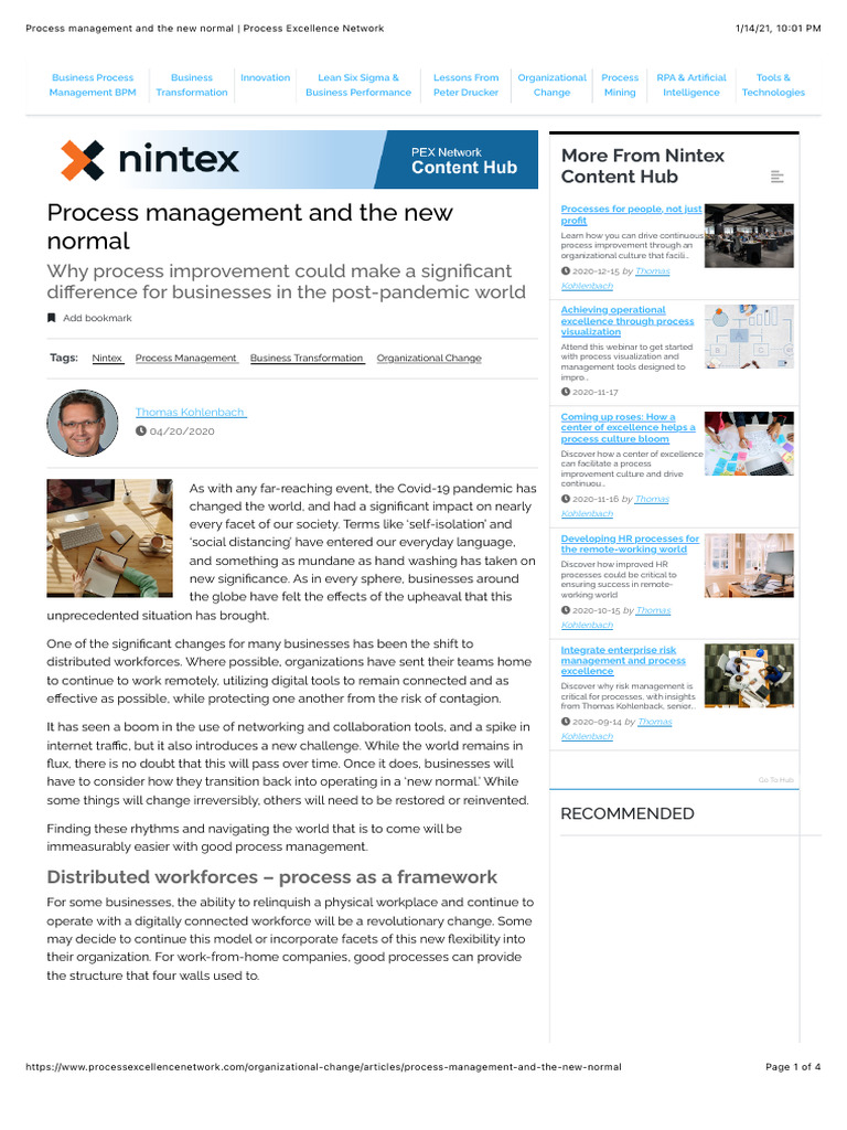 Process Management and The New Normal - Process Excellence Network | PDF | Http Cookie | Human ...