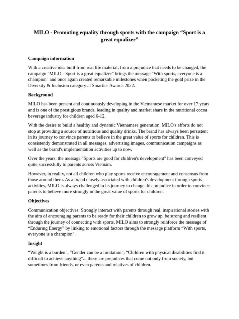 Campaign Milo | PDF | Marketing Communications | Social Psychology