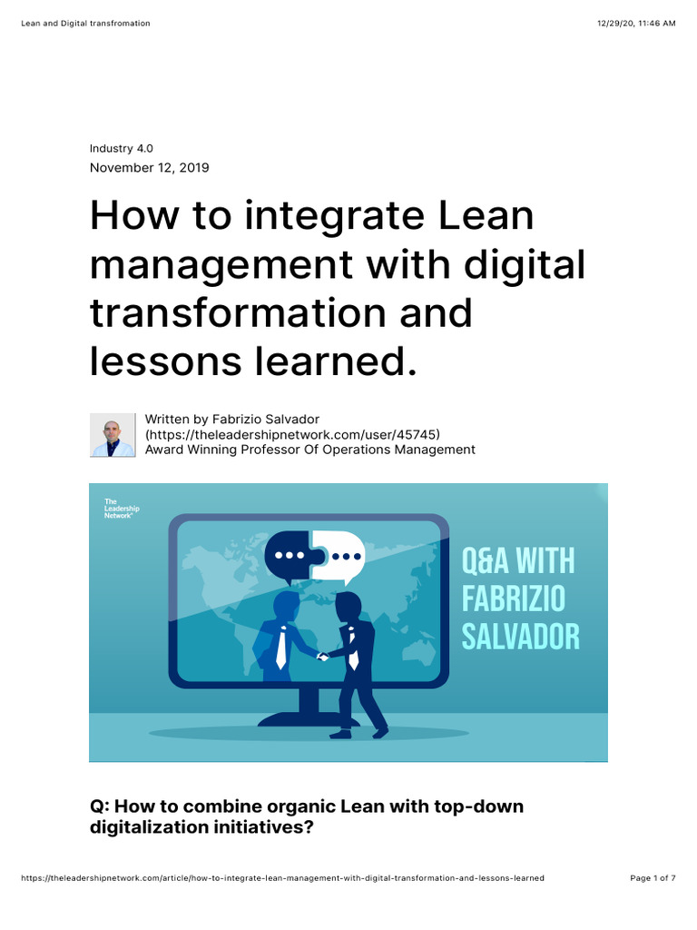 Integrating Lean Management with Digital Transformation | PDF ...