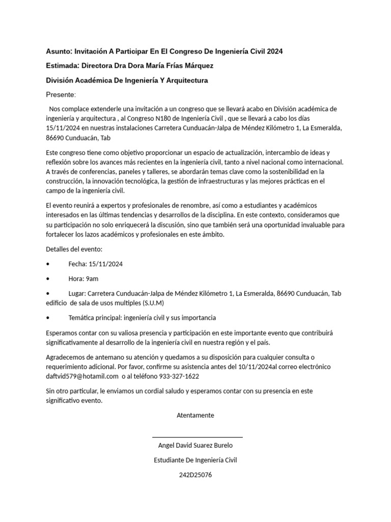 Asunto Invitacion | PDF | Negocios | Arte