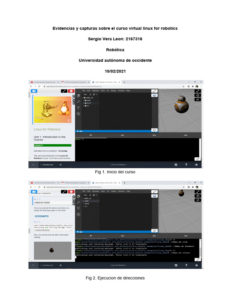 Evidencias y Capturas Sobre El Curso Virtual Linux For Robotics | PDF