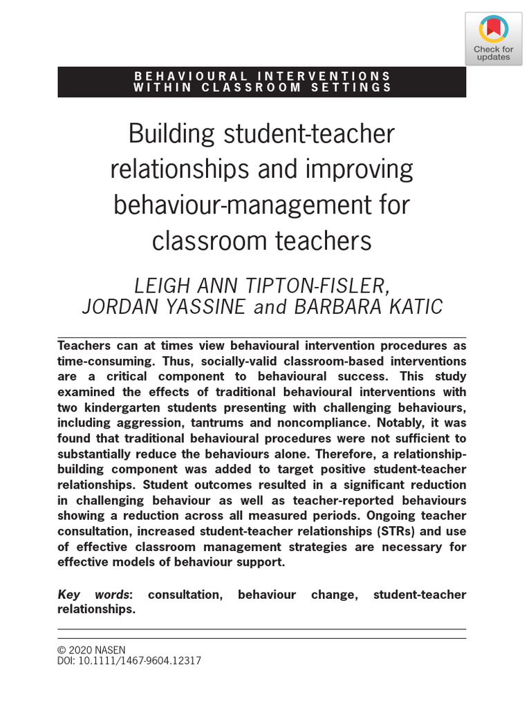 Building Student-Teacher Relationships and Improving | PDF | Reinforcement | Teachers