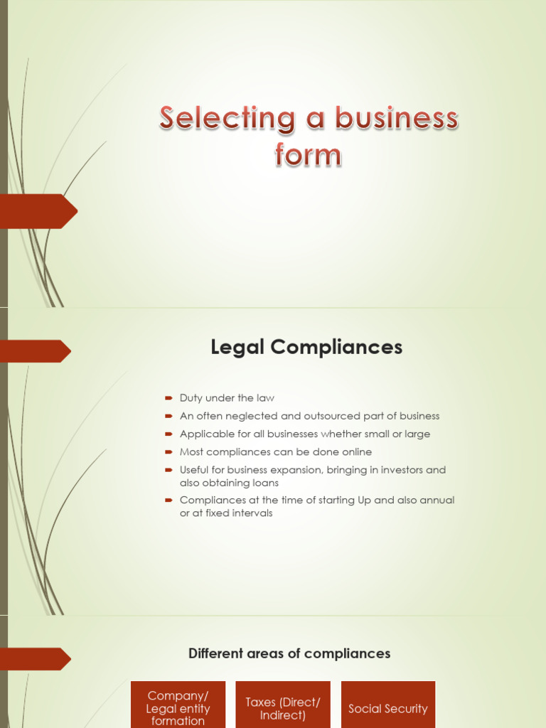Selecting A Business Form | PDF | Partnership | Limited Liability