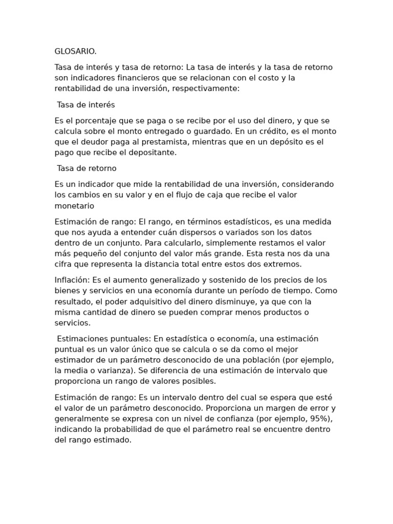 Glosario DV 24 | PDF | Interés | Tasas de interés