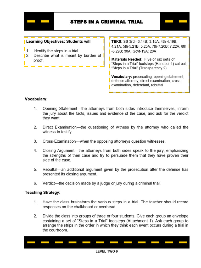 Steps in A Criminal Trial Lesson 4-30-2020 | PDF | Trials | Witness