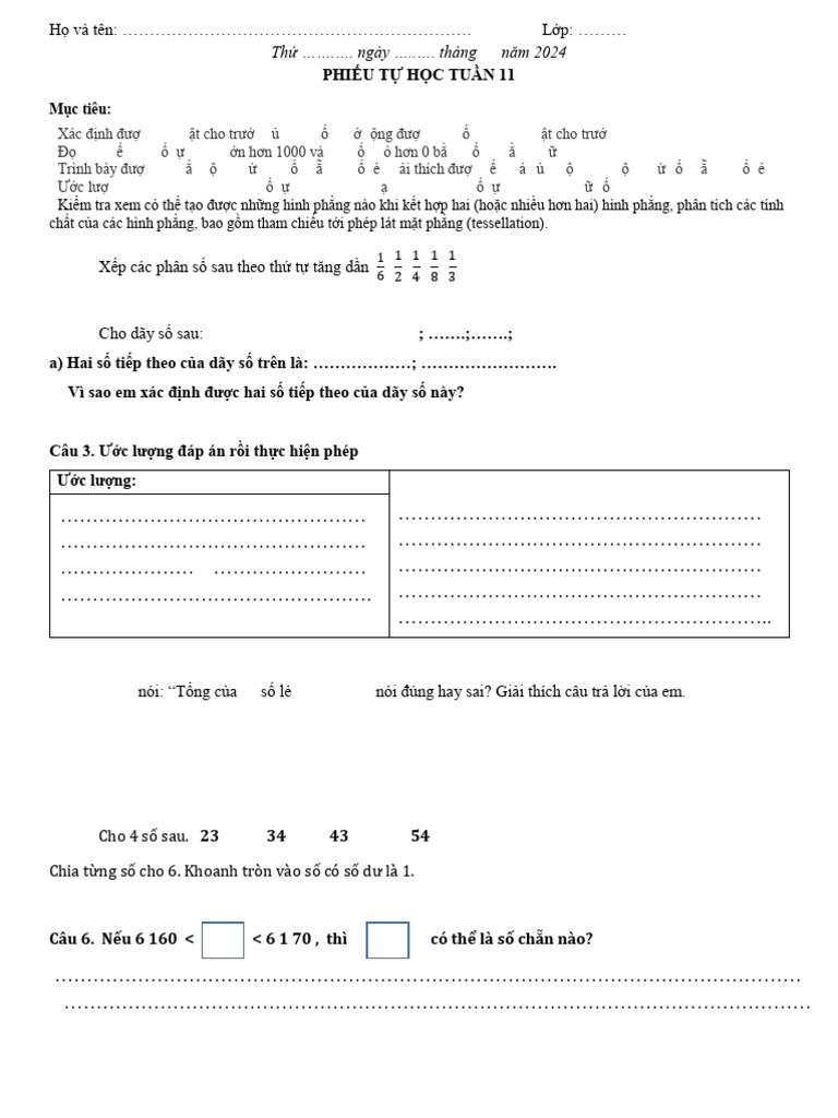 Phieu Toan Cuoi Tuan 11 | PDF