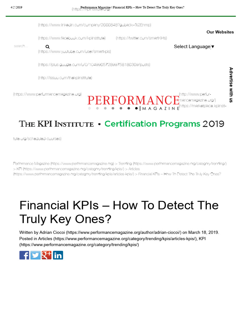 Detecting Key Financial KPIs | PDF | Performance Indicator | Financial ...