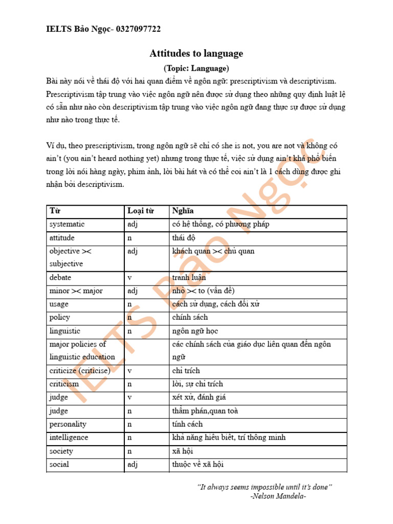 Attitudes To Language | PDF