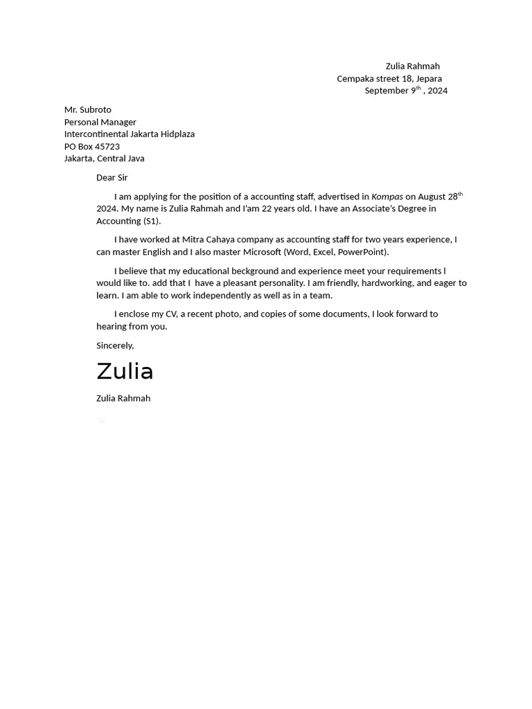 Application Letters | PDF