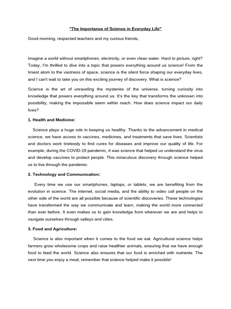 Speech Script | PDF | Science | Agriculture