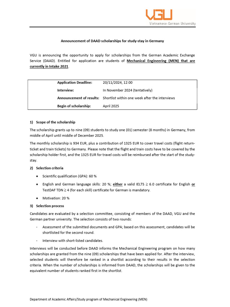 2024 MEN 2021 Call For Applications DAAD | PDF