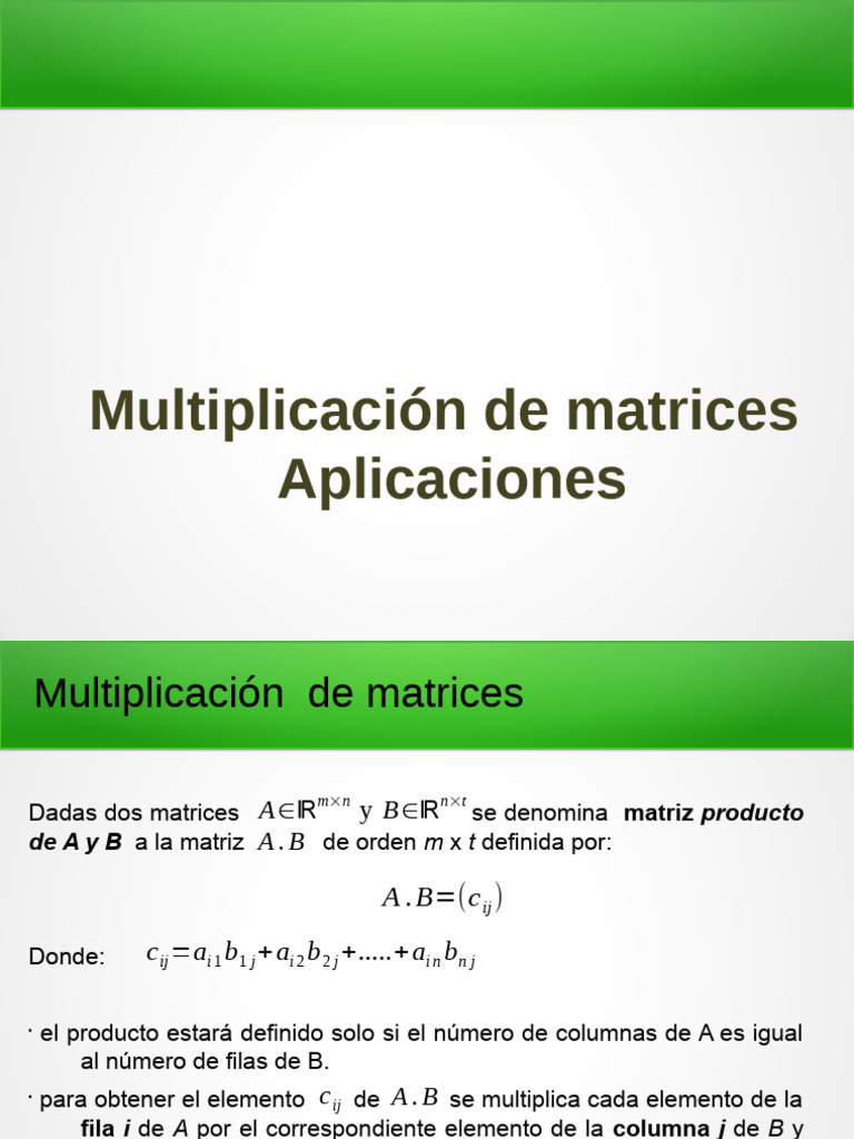 Multiplicación de Matrices y Aplicaciones | PDF | Matriz (Matemáticas ...