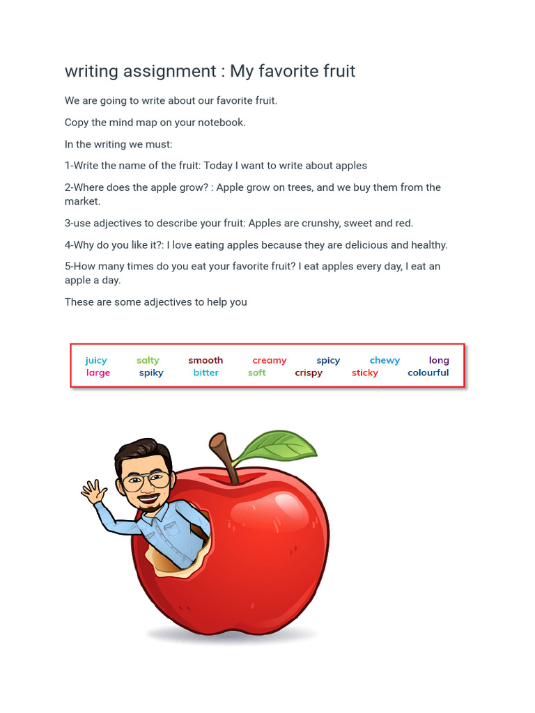 Writing Assignment - My Favorite Fruit | PDF