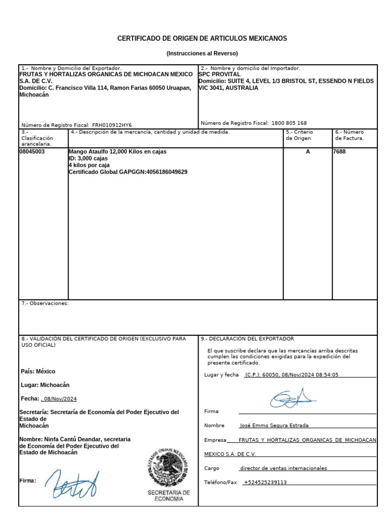 Certificado Mango | PDF