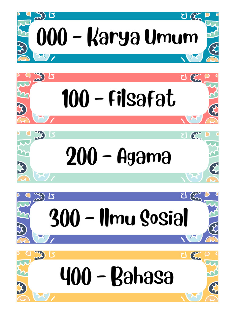 Hijau Kuning Biru Merah Jambu Label Folder Nama Nama | PDF