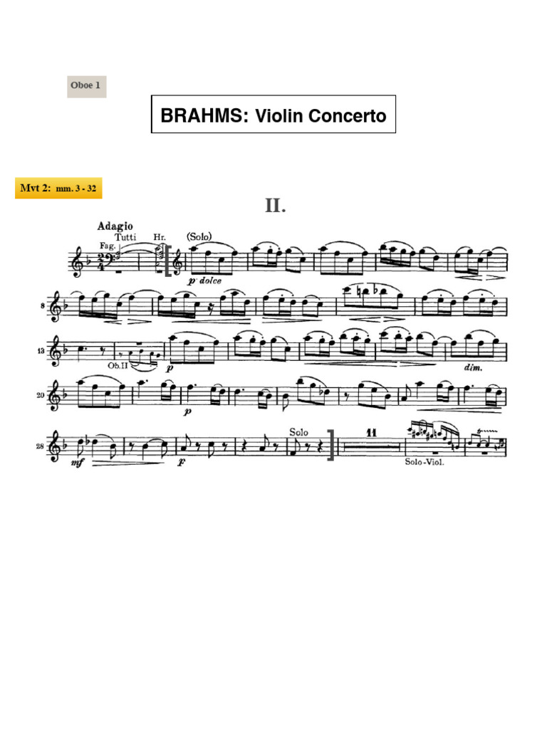 BRAHMS Violin Concerto EXCERPT PS | PDF