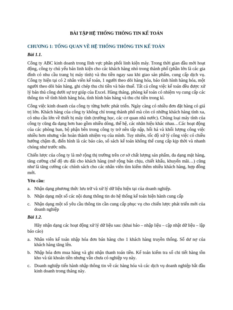 Bài Tập - HTTTKT | PDF