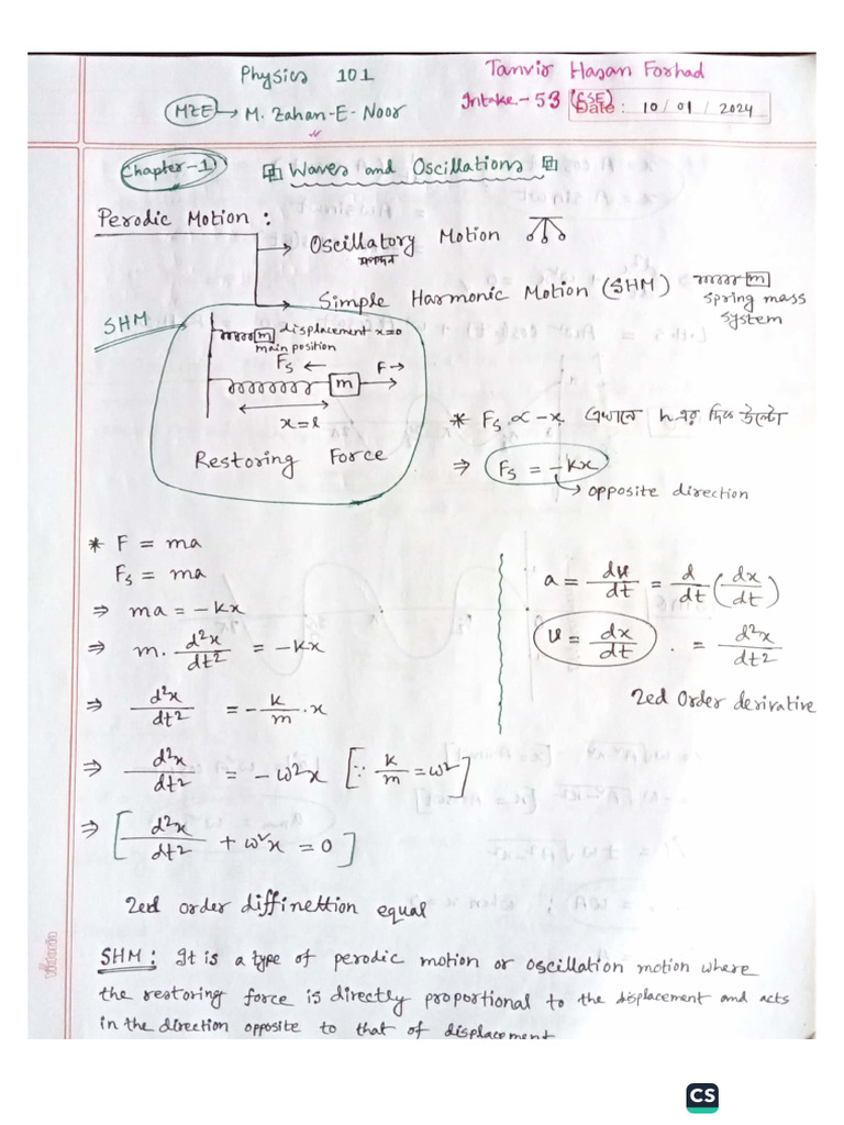 Phy 101 Ch 1 Simple Harmonic Motion Pdf