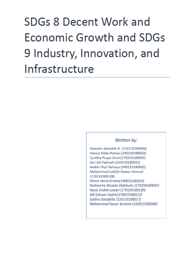 SDGs 8 & 9 Group 8.docx | PDF | Economic Growth | Infrastructure
