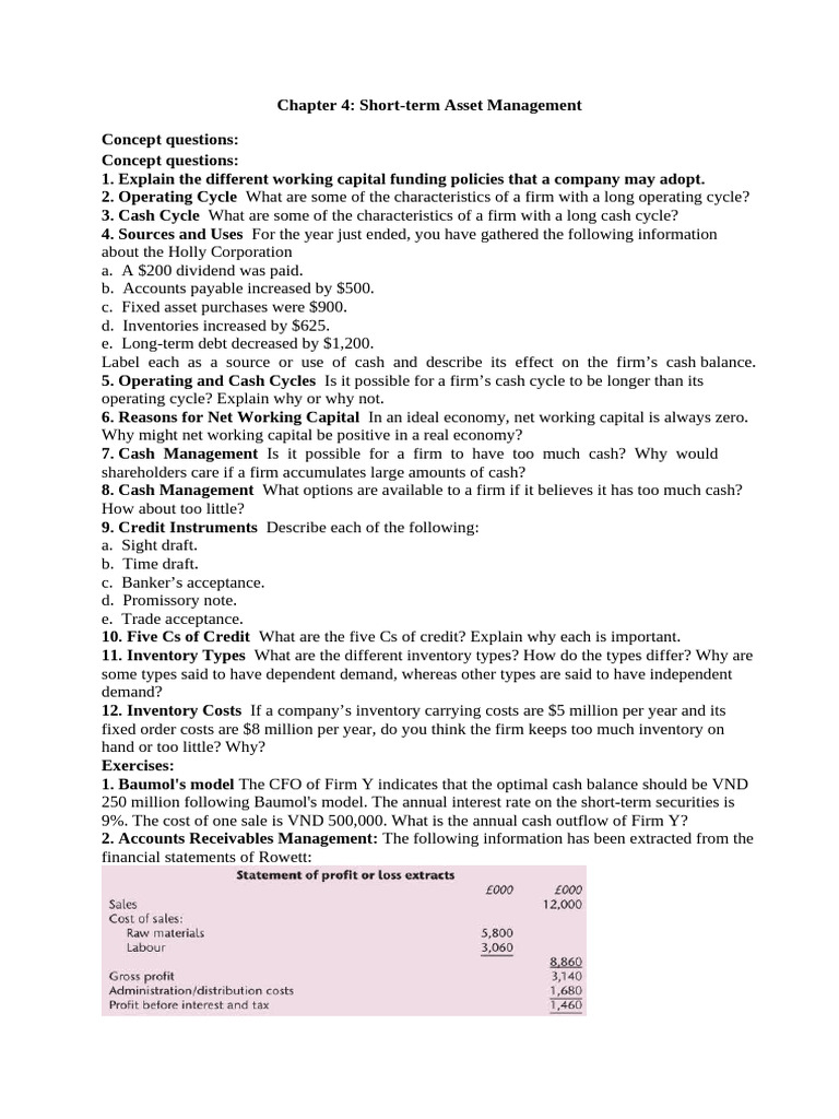 Chapter 4 - Concept Questions and Exercises | PDF | Working Capital | Inventory