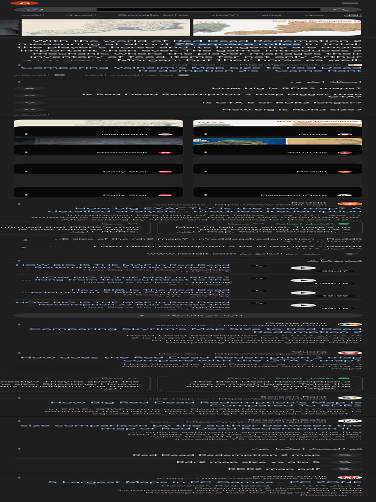 RDR2 Map Size vs. Other Games | PDF