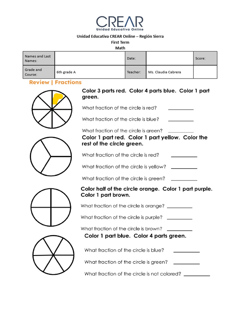 6 EGB Math - Fractions | PDF