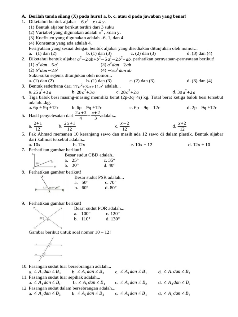 Soal ASAT MTK Kls 7 2023-2024 | PDF
