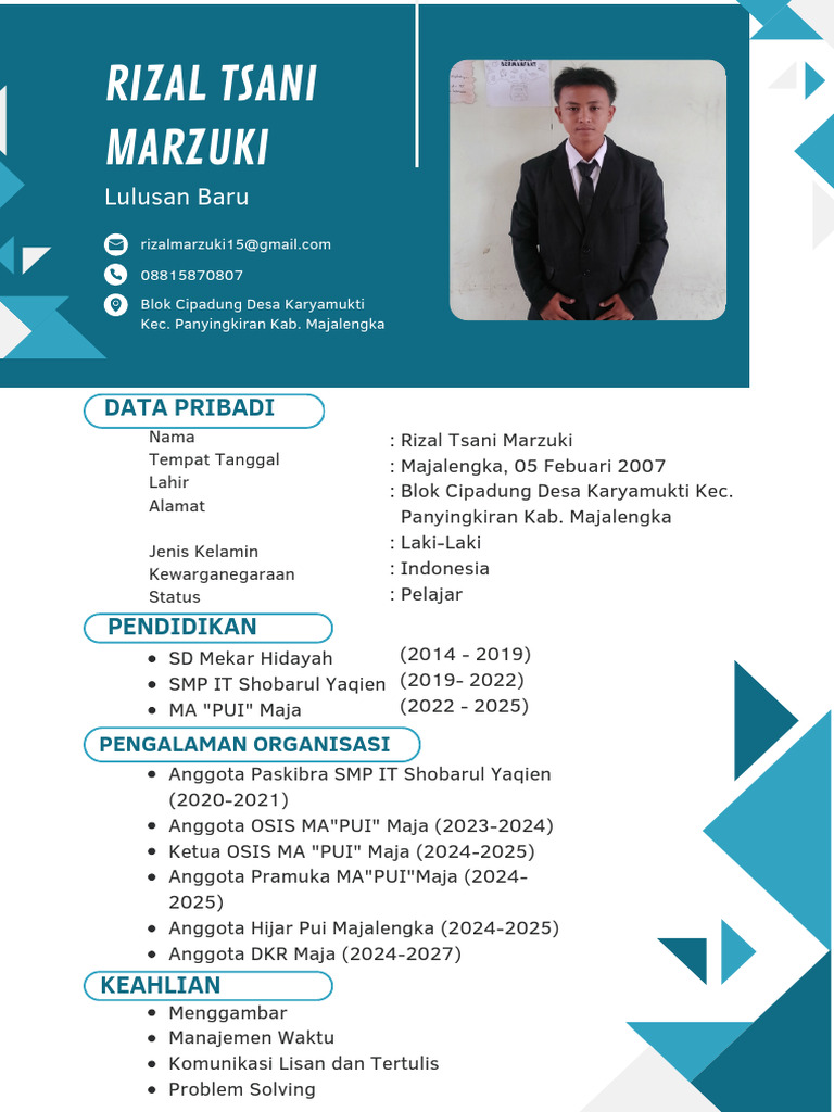 CV Riwayat Hidup Rizal Tsani Marzuki XII Mipa | PDF