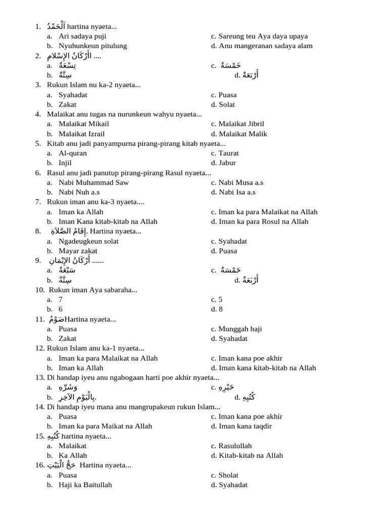 Soal PTS Sapinah Kls 7 | PDF