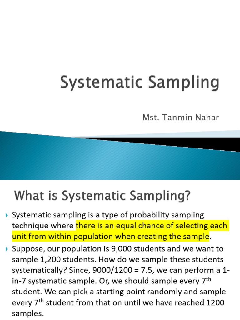 Systematic Sampling | PDF | Career & Growth | Teaching Methods & Materials