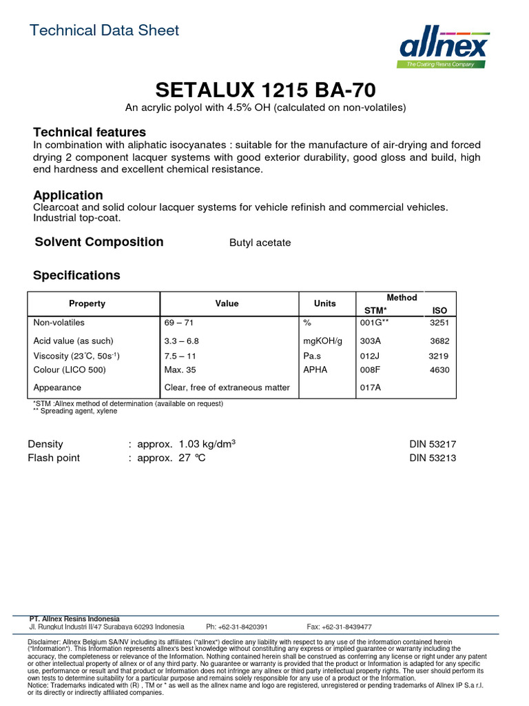 Setalux 1215 BA-70 Tds | PDF | Trademark