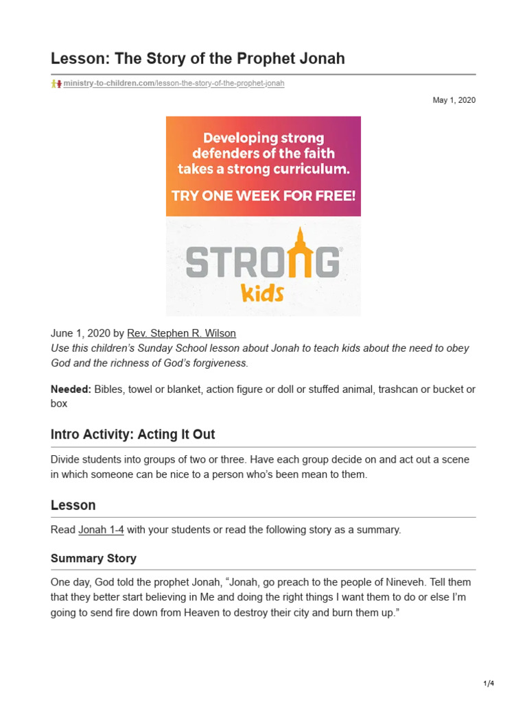 Lesson The Story of The Prophet Jonah | PDF | Jonah