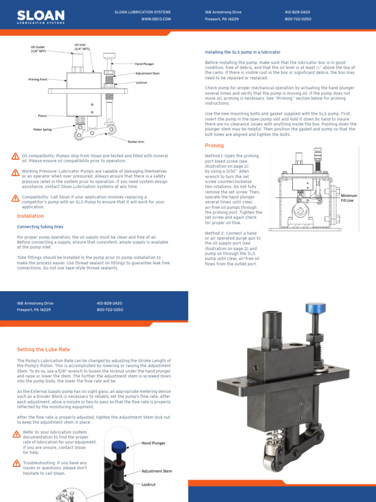SLS Pump Installation and Operation Guide | PDF | Pump | Screw