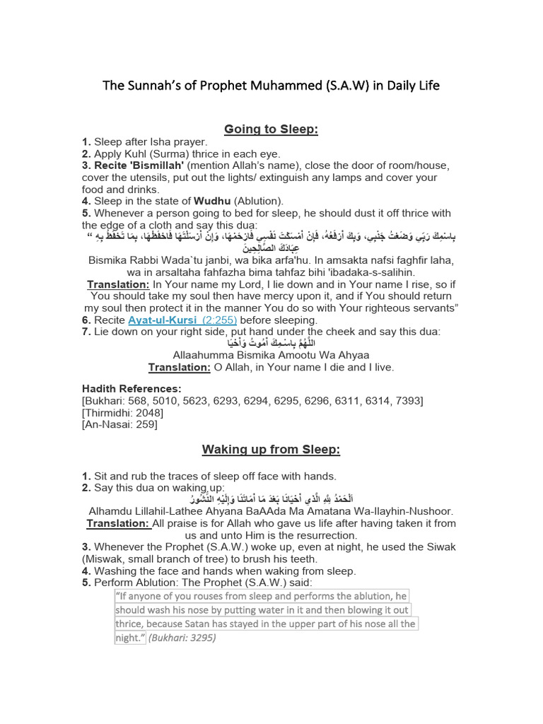 Sunnah of Prophet Muhammed (S.a.w) in Daily Life | PDF | Mosque | Sharia