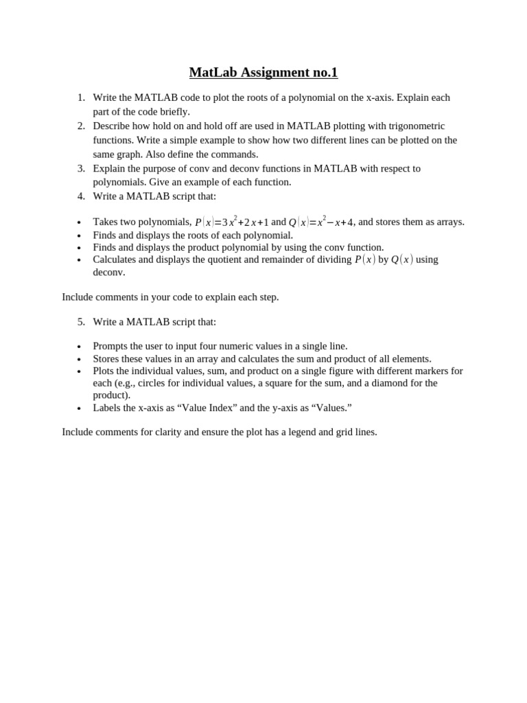 Assignment 1 Matlab Pdf