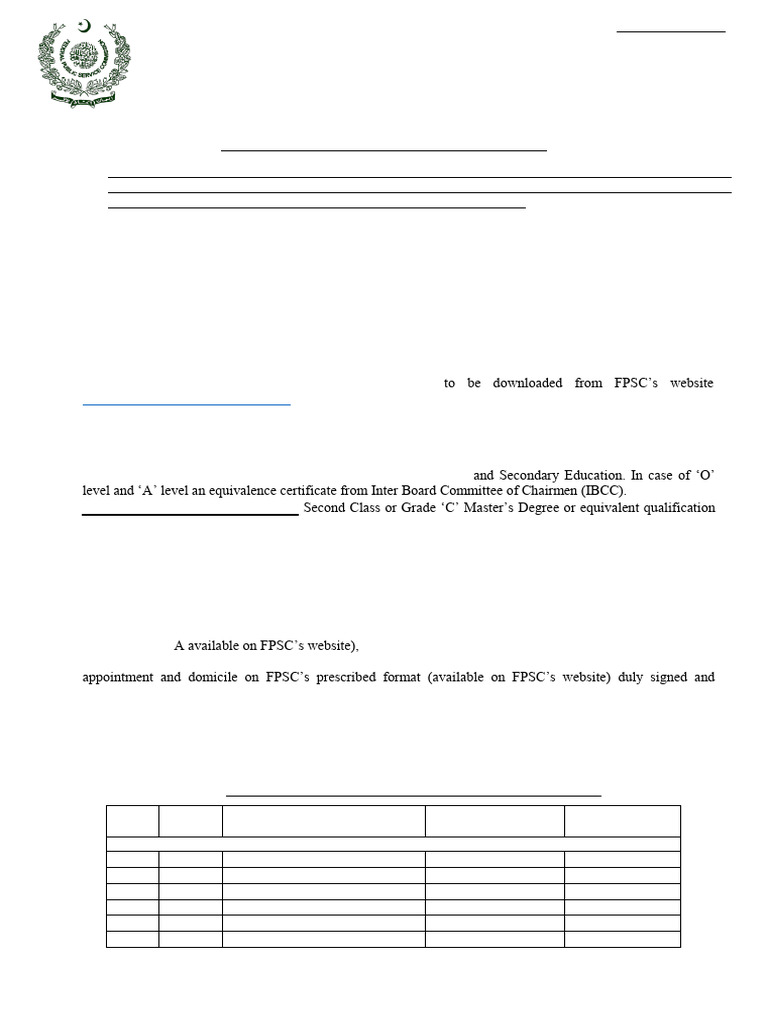 FPSC Notice: Document Submission for Lecturers | PDF