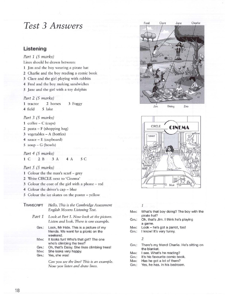 Movers Authentic 3 - Test 3 KEY | PDF