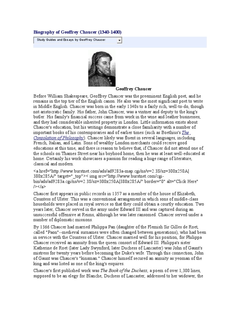 Biography of Geoffrey Chaucer | PDF | Geoffrey Chaucer | Troilus