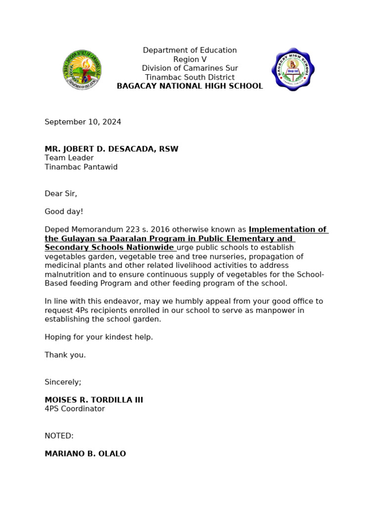 4ps Letter | PDF | Wellness | Technology & Engineering