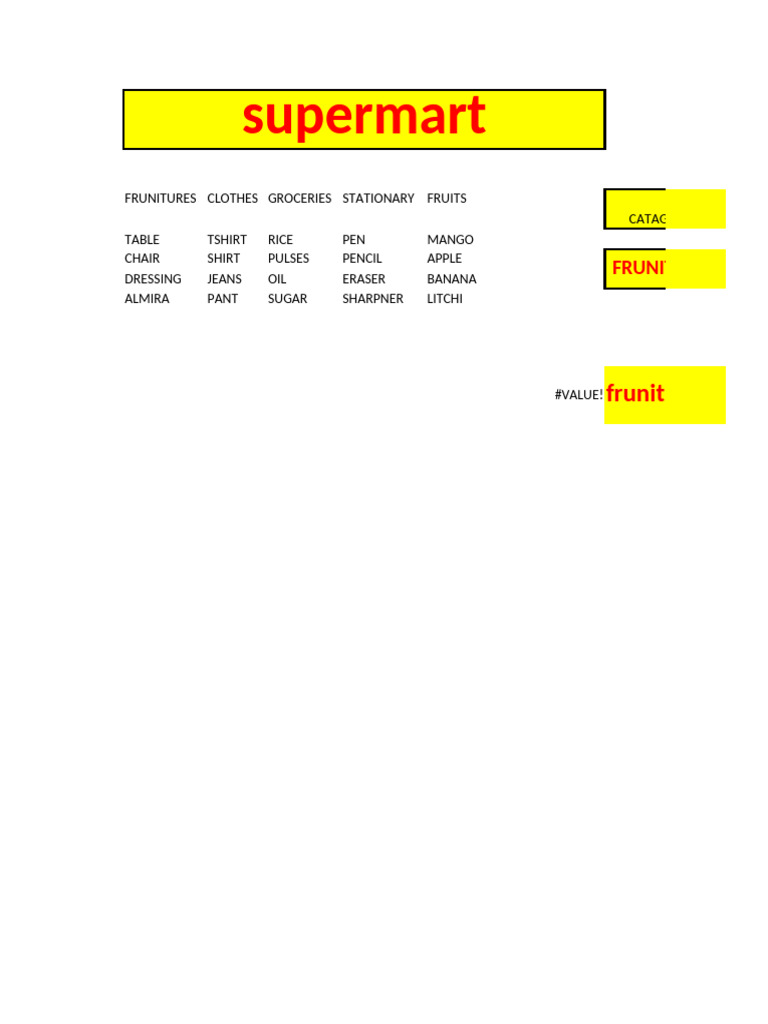Dynamic List For Supermart Menu Idlyam | PDF