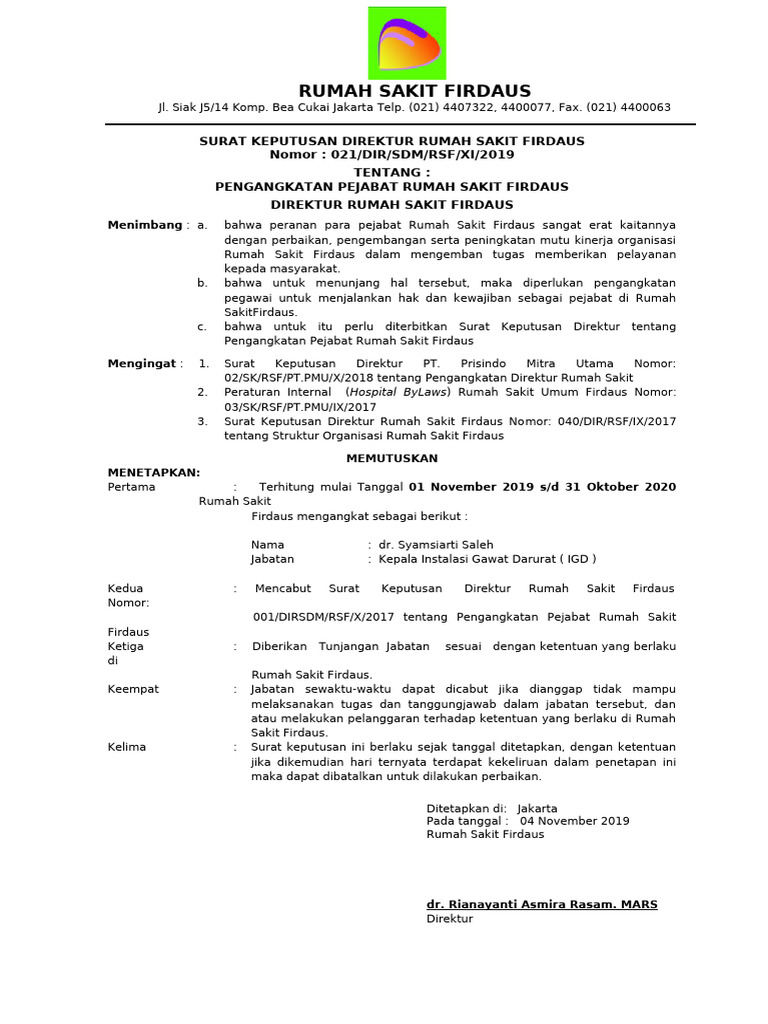 SK Pengangkatan Ka. IGD | PDF