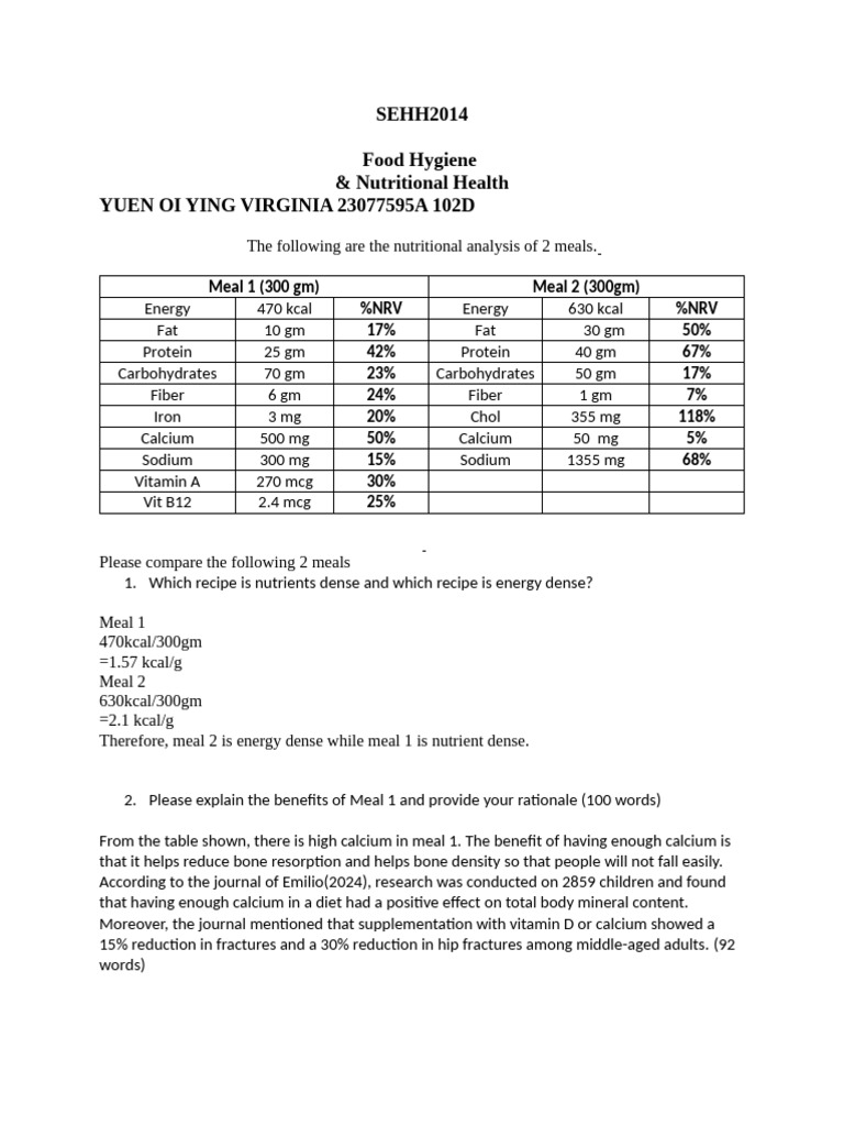 Sehh2014 23077595a Yuen Oi Ying Virginia Assignment | PDF | Obesity ...