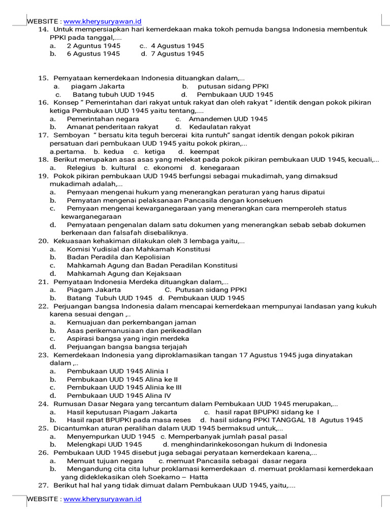SOAL PAS PKN KLS 7 - VERSI 1 - WWW - Kherysuryawan.id | PDF | Politik | Ilmu Sosial
