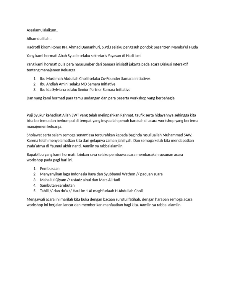 Contoh Teks MC Bahasa Inggris | PDF