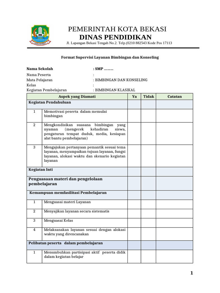 Lembar Supervisi BK | PDF
