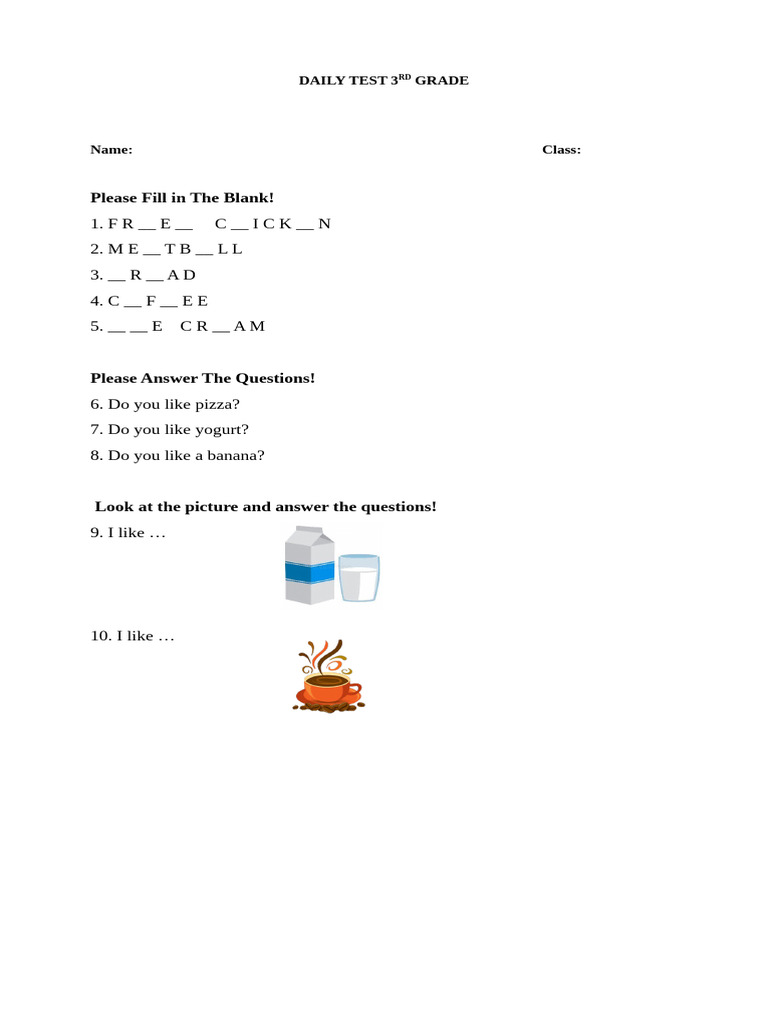 Daily Test 3RD Grade Chapter 1 | PDF | Sports & Recreation