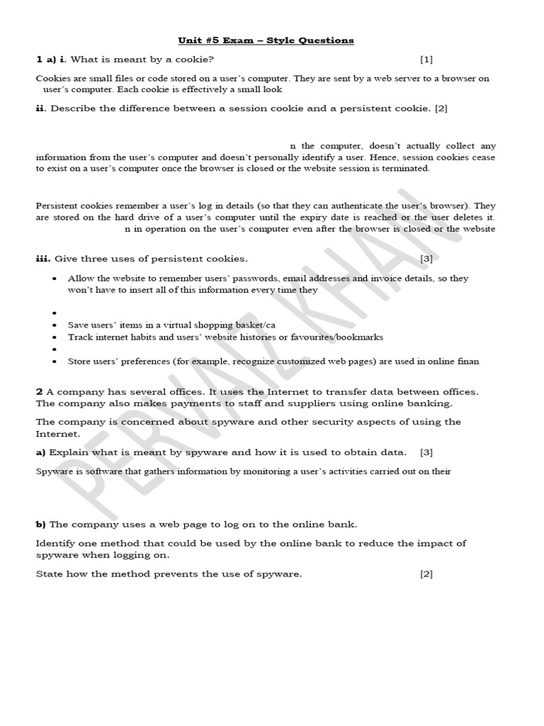 Computer Olevel Exam - Style Questions - Unit5 | PDF | Http Cookie ...